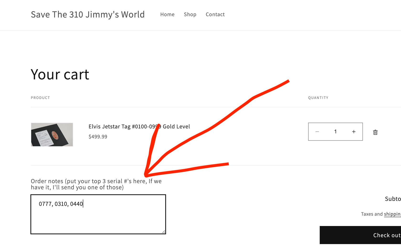 Elvis Jetstar Tag #0100-0999 Gold Level – Save The 310 Jimmy's World